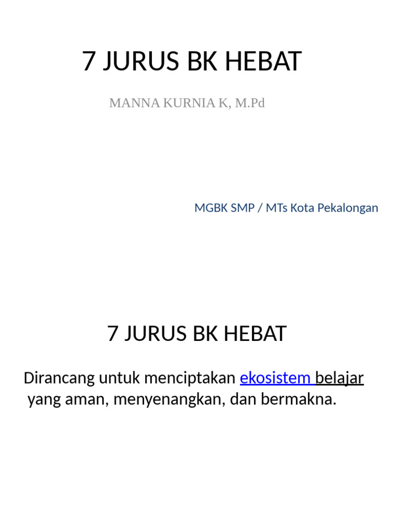 7 Jurus BK Hebat untuk Resiliensi Siswa | PDF