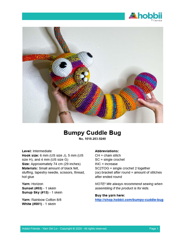 Crochet Bumpy Cuddle Bug Pattern | PDF | Crochet | Textile Arts