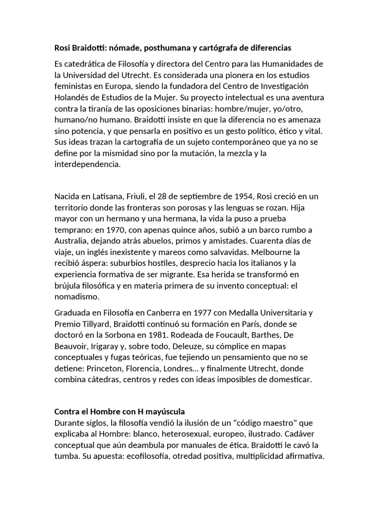 Rosi Braidotti HH Final Ok | PDF | Educación en artes liberales