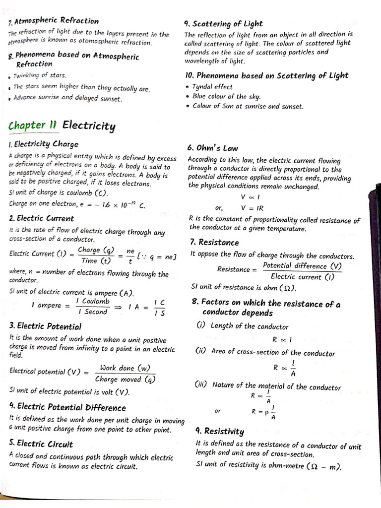 Electricity Class Notes | PDF