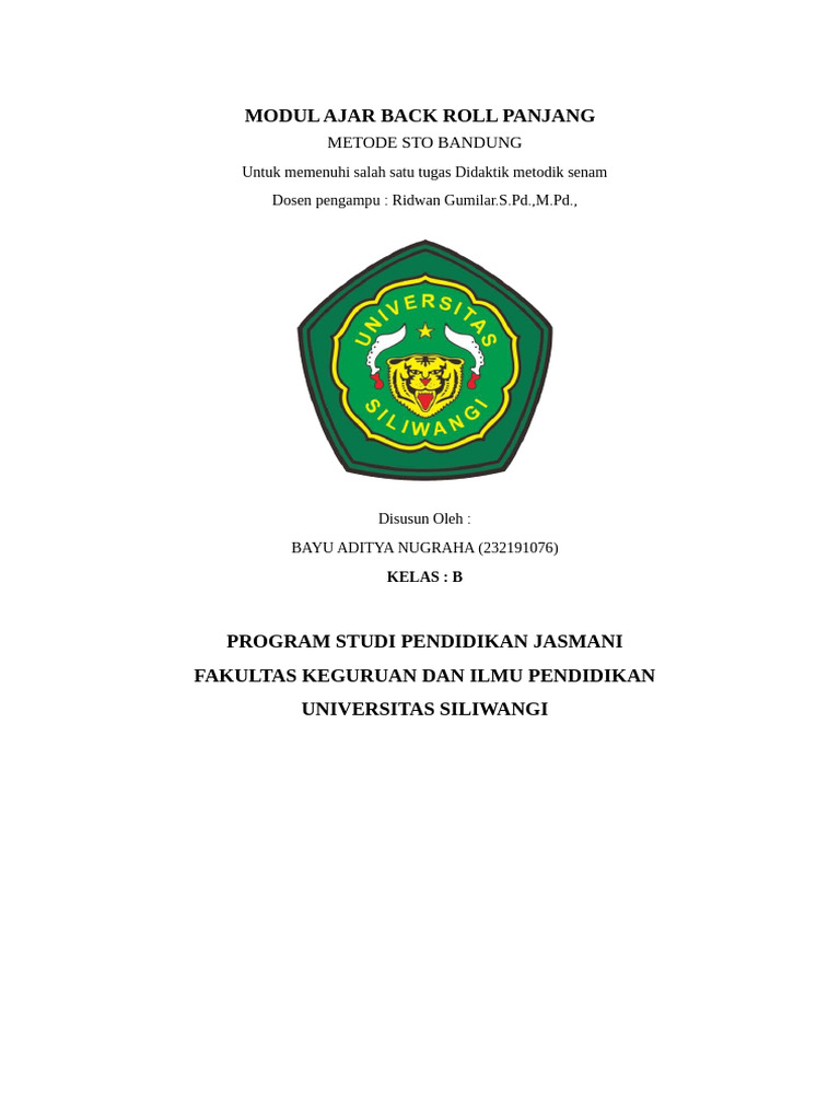 Modul Ajar Back Roll Panjang SMP | PDF
