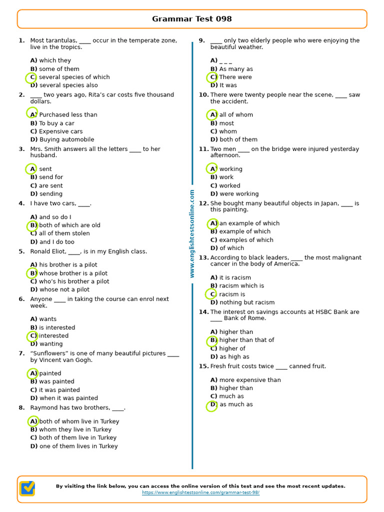1529 Grammar Test 098 Pdf Chess Chess Theory
