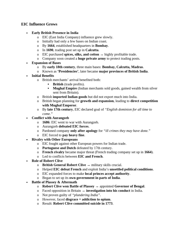 EIC Influence Grows | PDF | East India Company | British Empire