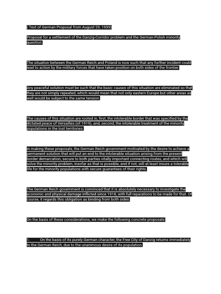 Danzig Corridor Proposal | PDF | International Relations