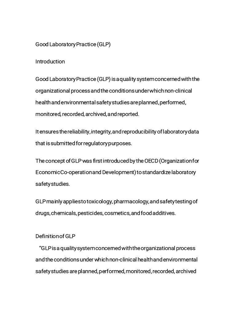 Overview of Good Laboratory Practice | PDF