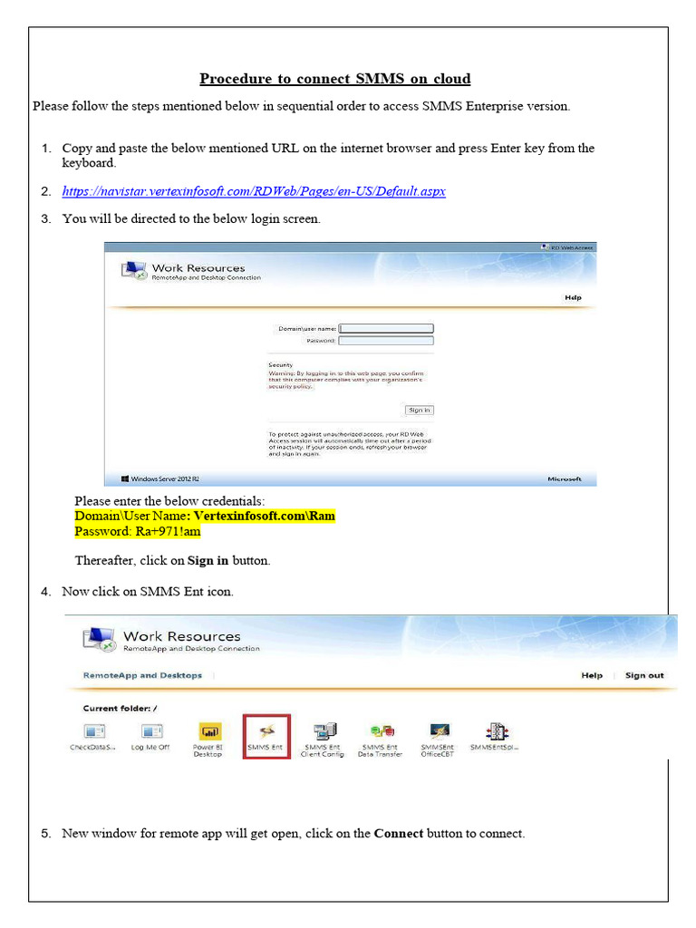 SMMS Cloud Login Procedure | PDF
