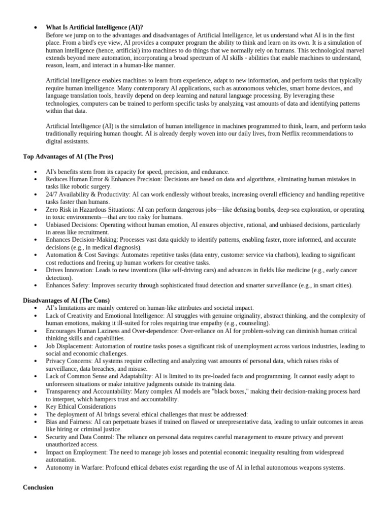 Understanding AI: Pros, Cons, and Impact | PDF | Artificial ...