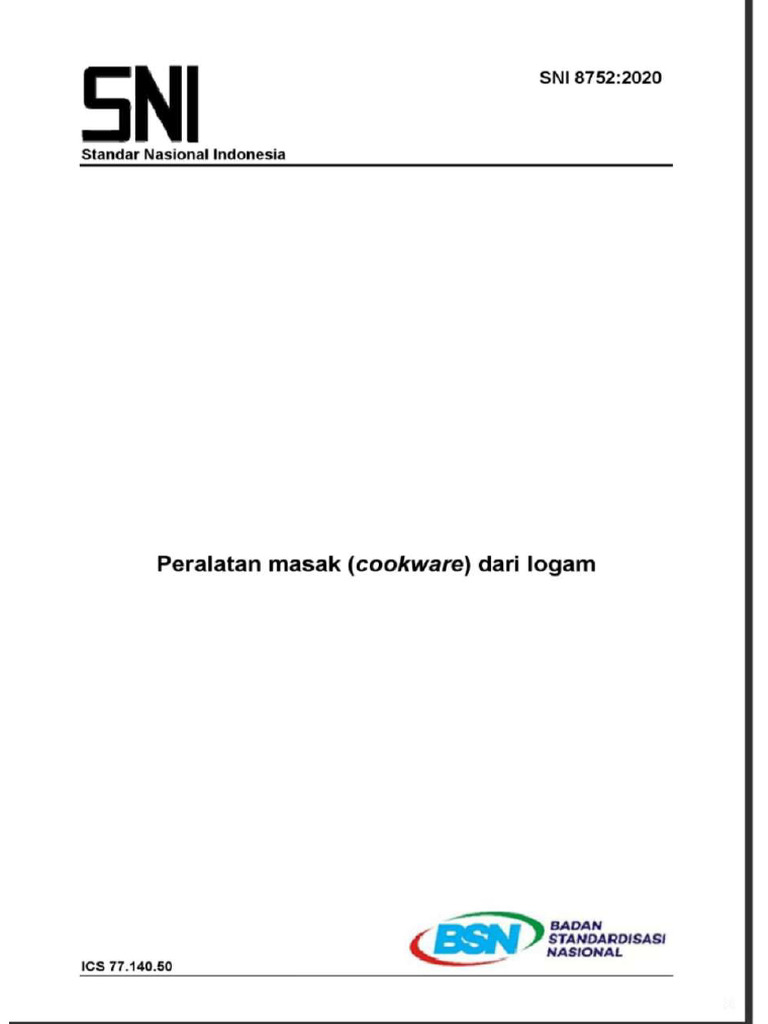 8752 2020 SNI Cookware | PDF