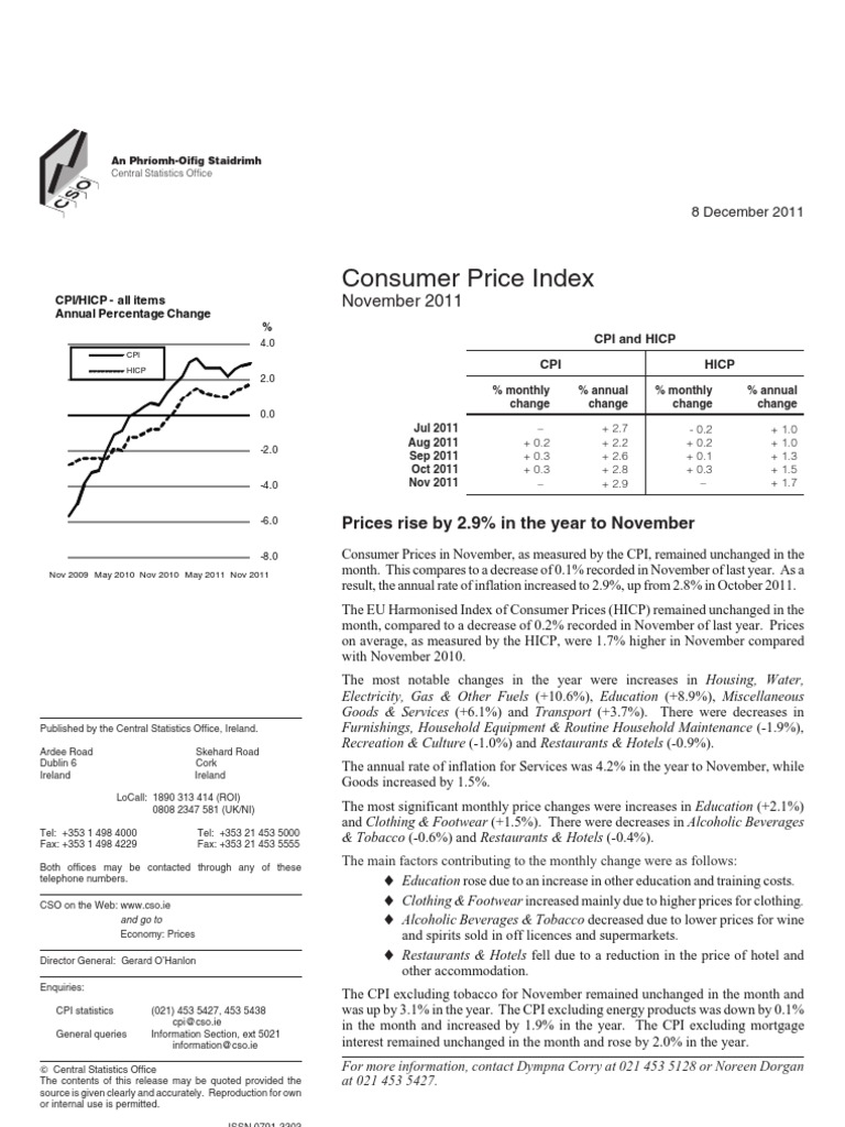 Consumer Price Index: November 2011 | PDF | Consumer Price Index ...