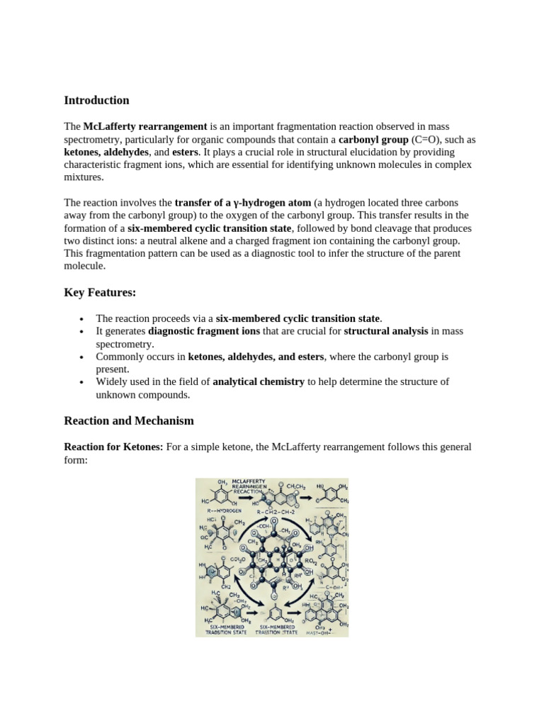 McLafferty Rearrangement in Mass Spectrometry | PDF | Molecules | Chemistry