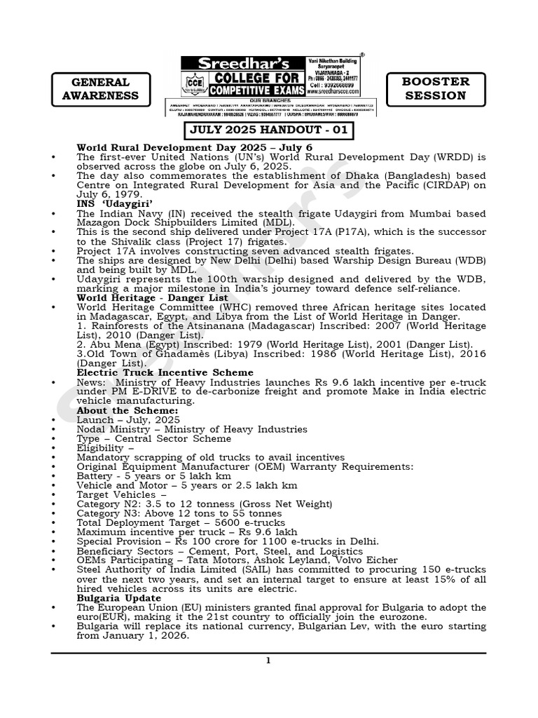 Ga - July 2025 - Session 01 | PDF | Economy Of India