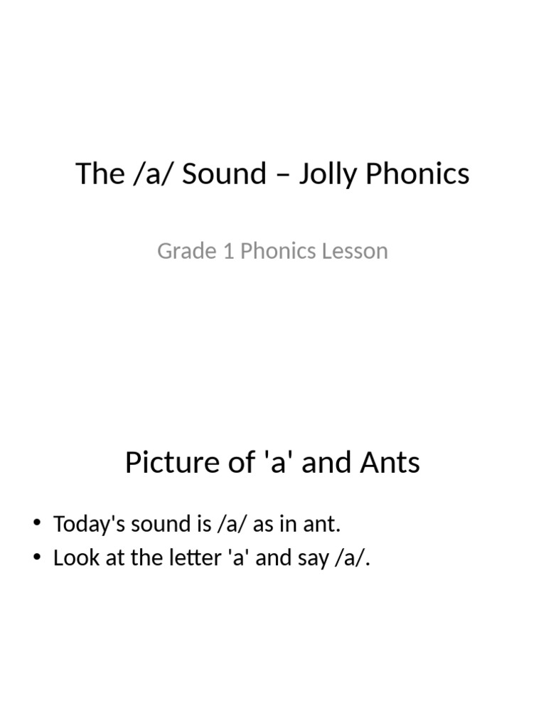 Grade 1 Phonics: The /a/ Sound Lesson | PDF