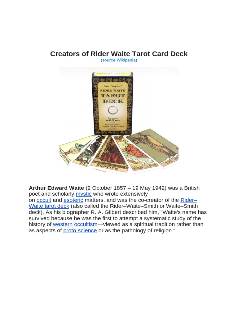 Creators of Rider Waite Tarot Card Deck | PDF