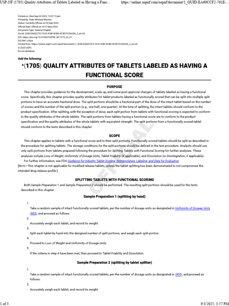 Quality Attributes of Functionally Scored Tablets | PDF | Tablet ...