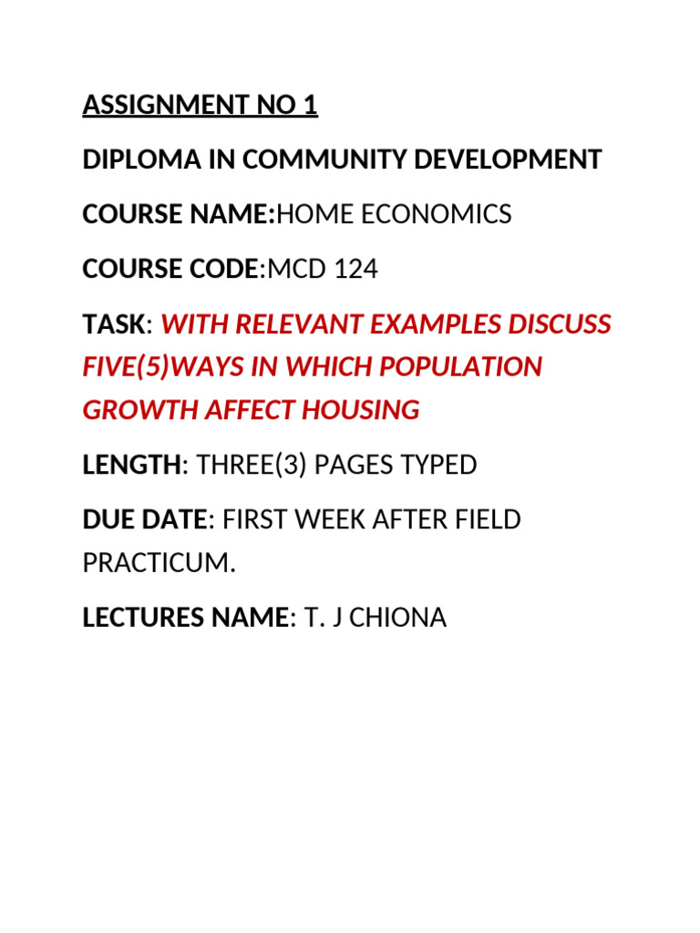 Home Economics Assignment | PDF