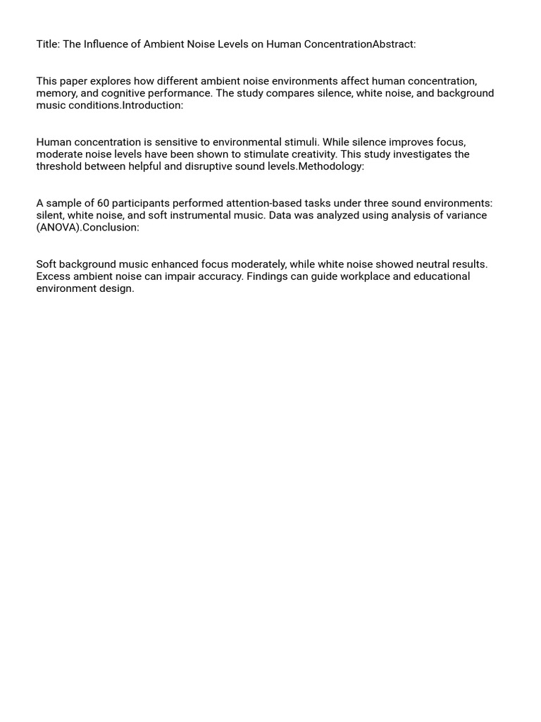 Ambient Noise Concentration Effects | PDF