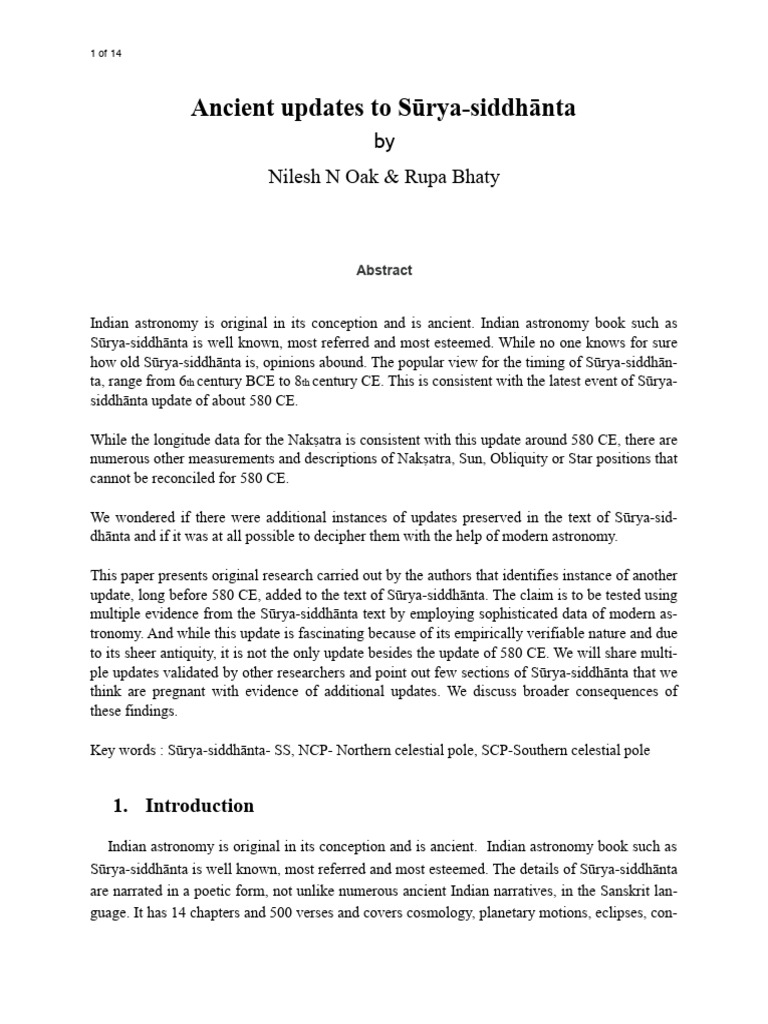 Sūrya-siddhānta: Ancient Astronomical Updates | PDF | Apsis | Orbit