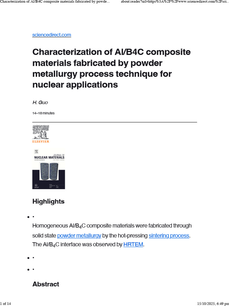 Characterization of Al - B4C Composite Materials Fabricated by Powder ...