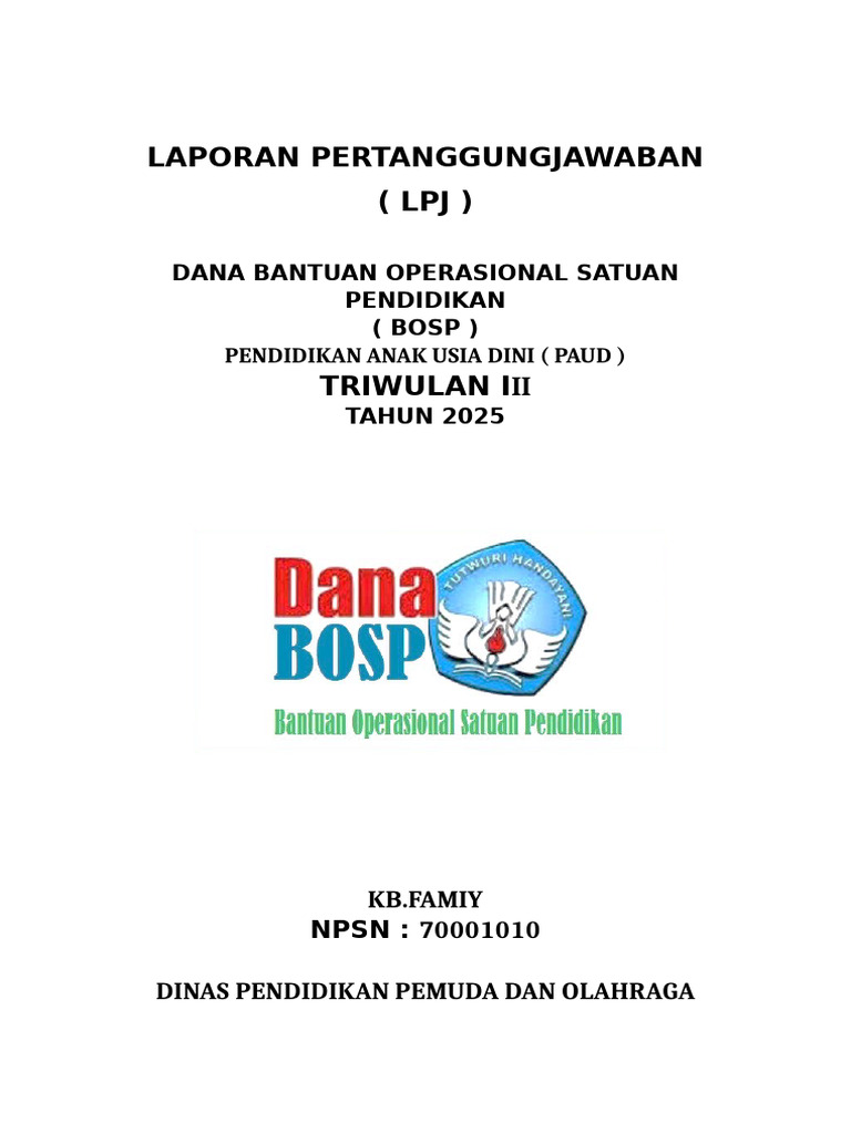 LPJ BOSP PAUD Triwulan III 2025 | PDF