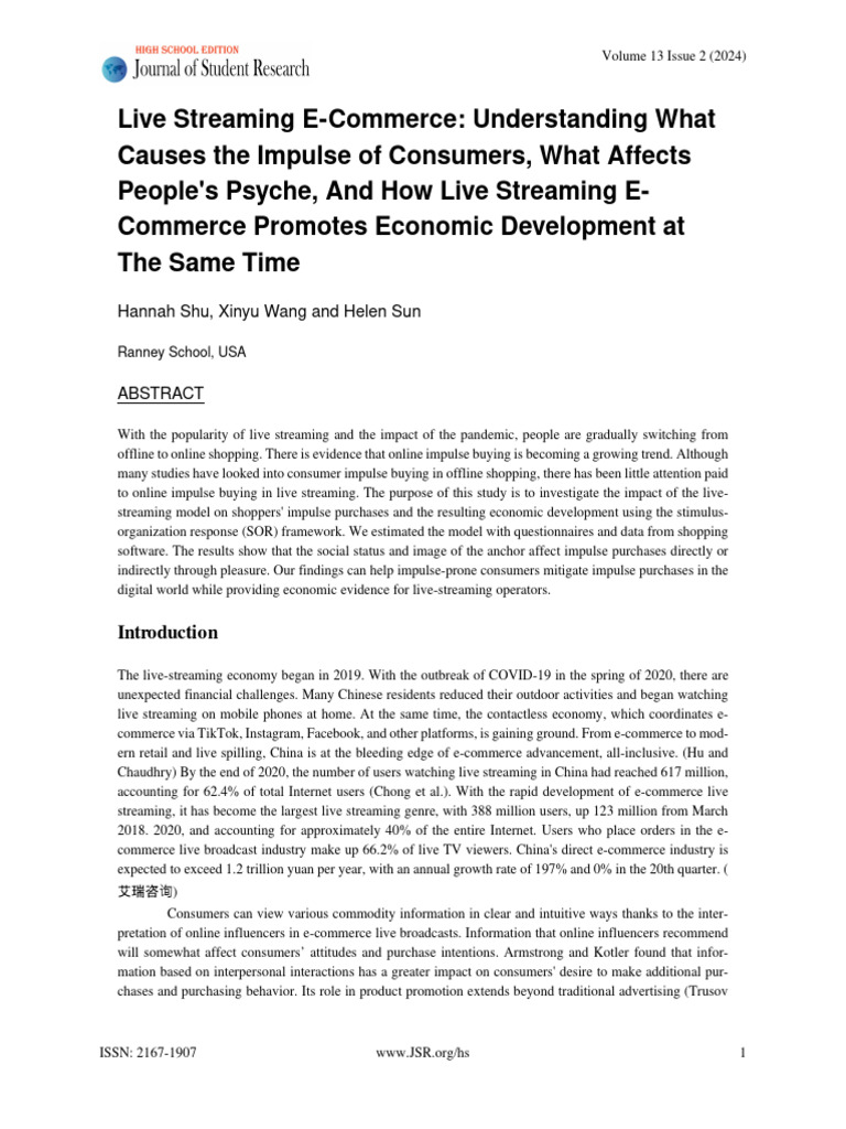 Live Streaming E-Commerce and Consumer Impulse | PDF | E Commerce ...
