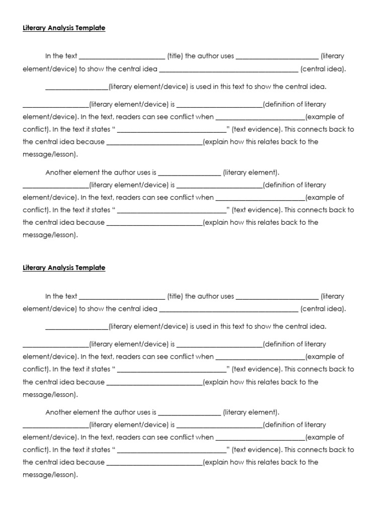 Literary Analysis Template | PDF