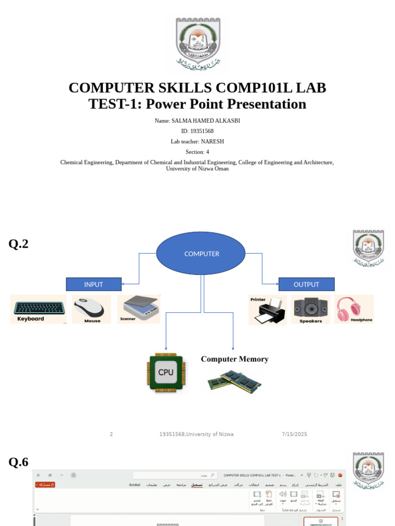 Computer Skills Comp101l Lab Test-1 | PDF