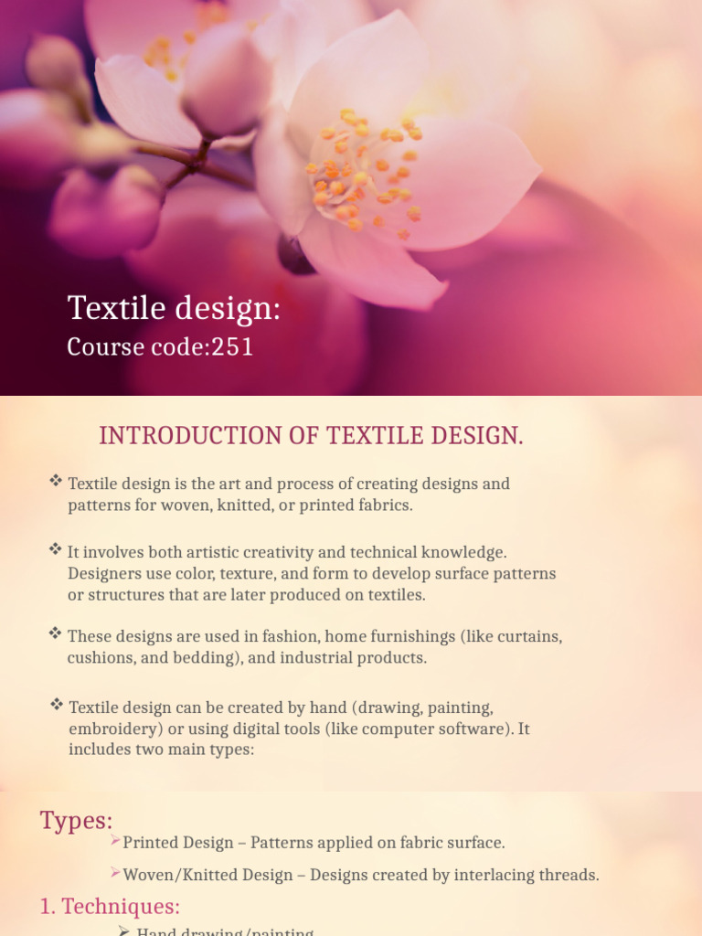 Textile Design: Techniques & Career Insights | PDF | Textiles | Weaving