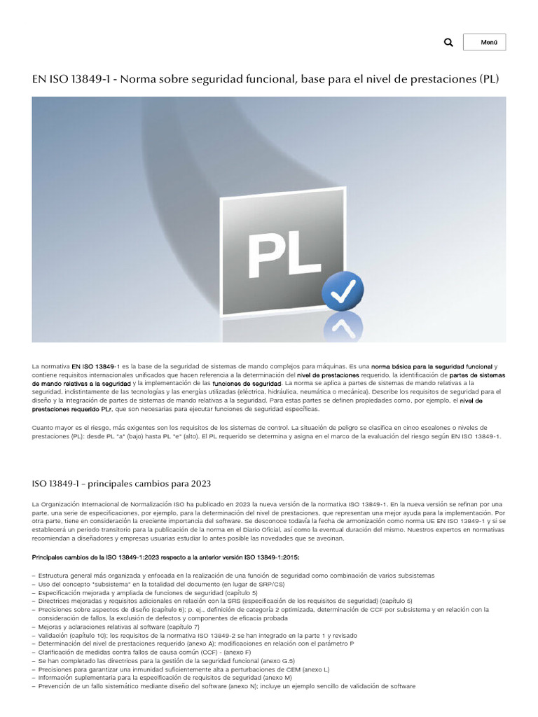 Actualización de EN ISO 13849-1:2023 | PDF | Software | Riesgo