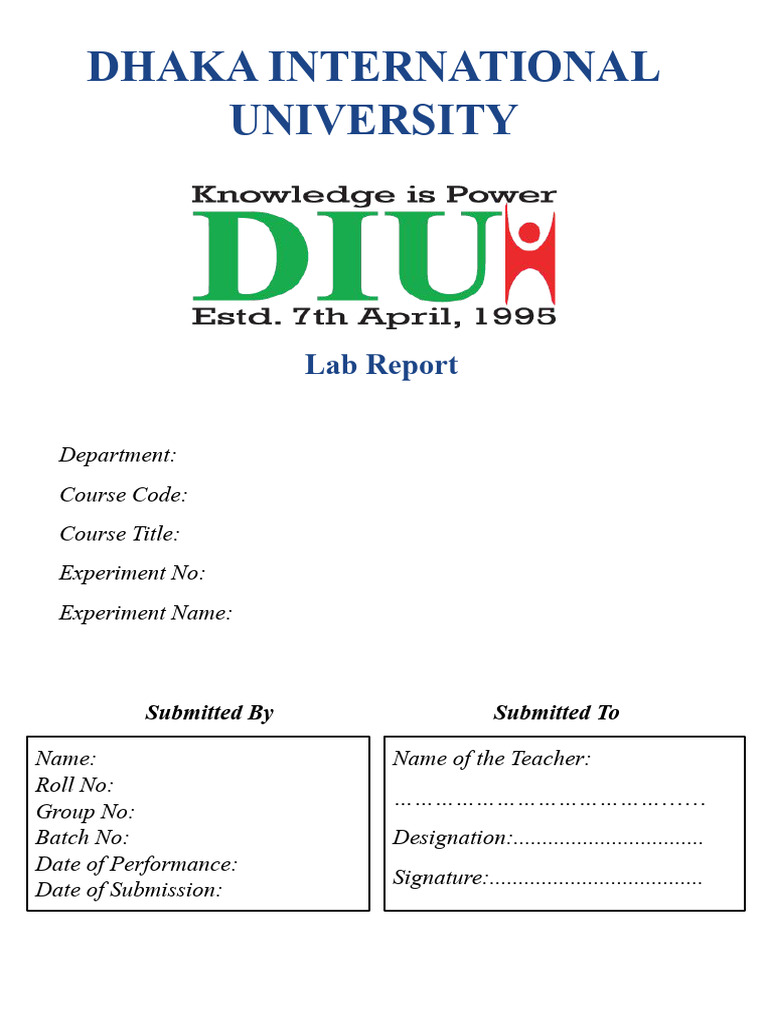 Lab Report Cover Page Template | PDF