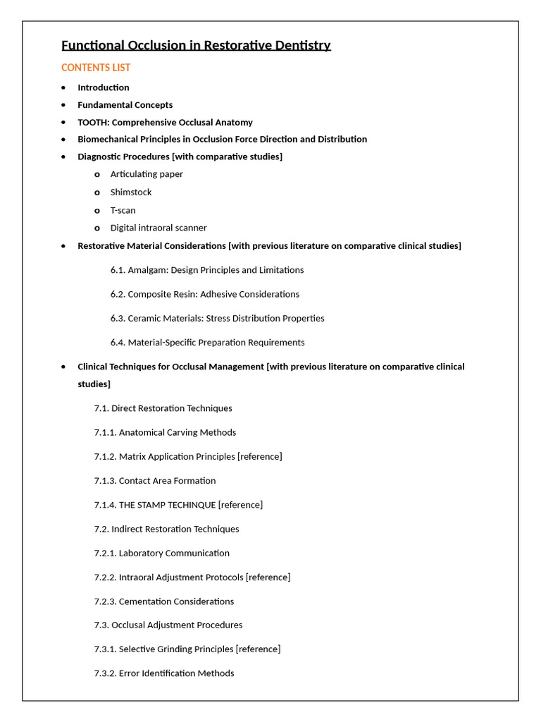 Fundamental Principles of Occlusion in Restorative Dental Practice ...