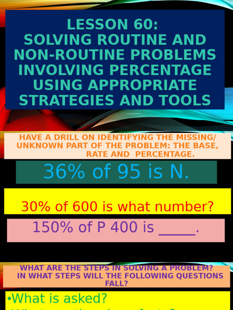 MATH 5 PPT Q3 - Lesson 60 - Solving Routine and Non-Routine Problems ...
