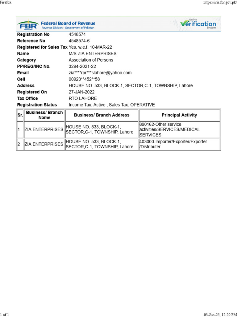 1 Iris - Fbr.gov - PK | PDF