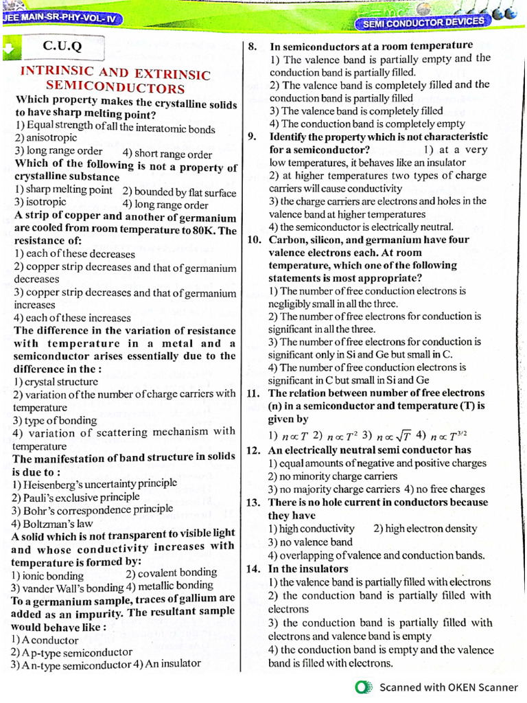 Semi Conductors Notes | PDF