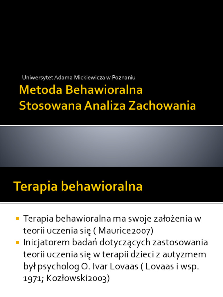 Metoda Behawioralna Stosowana Analiza Zachowania | PDF