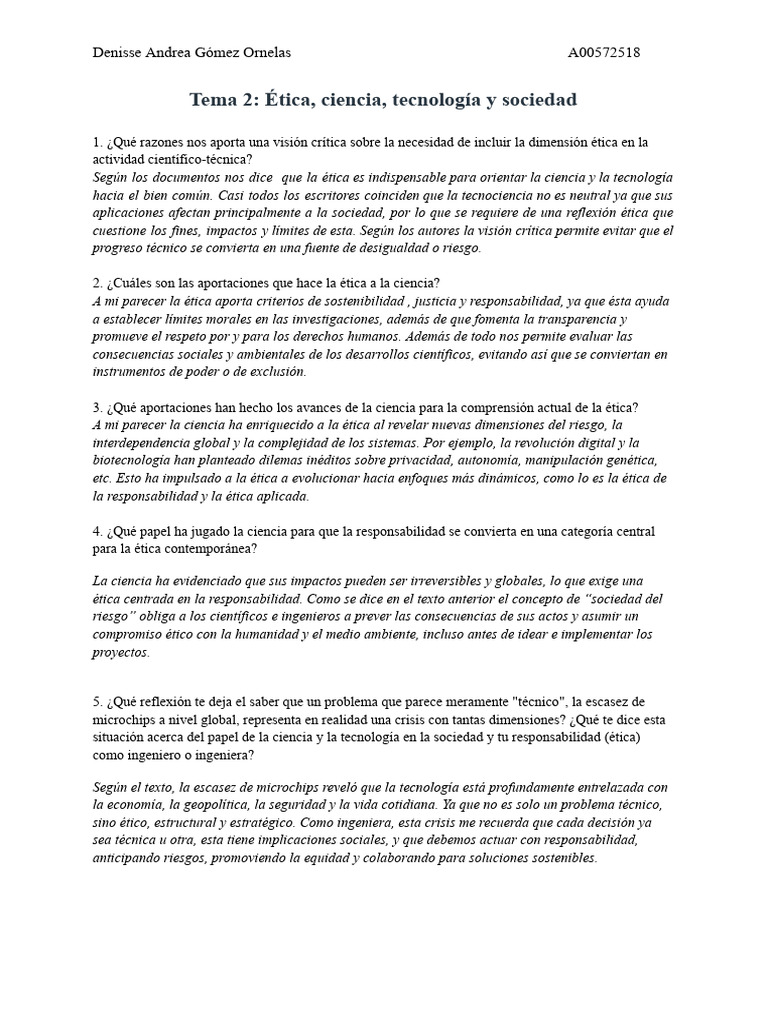 Ética en Ciencia y Tecnología: Reflexiones Clave | PDF | Ingeniero ...
