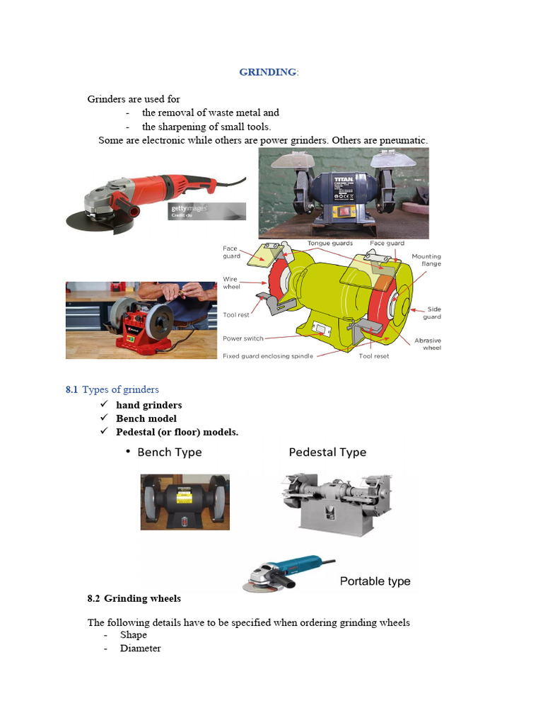 Types and Uses of Grinding Wheels | PDF | Grinding (Abrasive Cutting ...