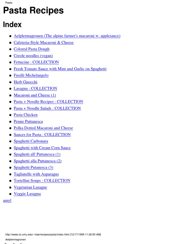 Pasta Recipes | PDF | Lasagne | Pasta