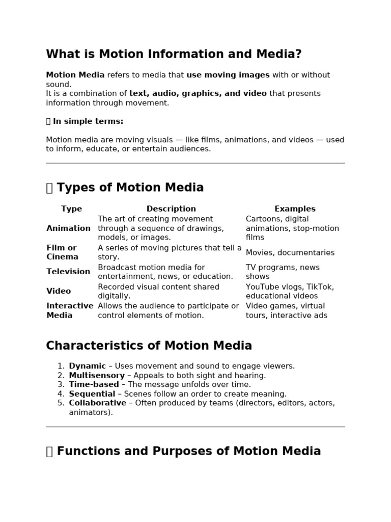 Understanding Motion Media Concepts | PDF | Animation | Documentary Film