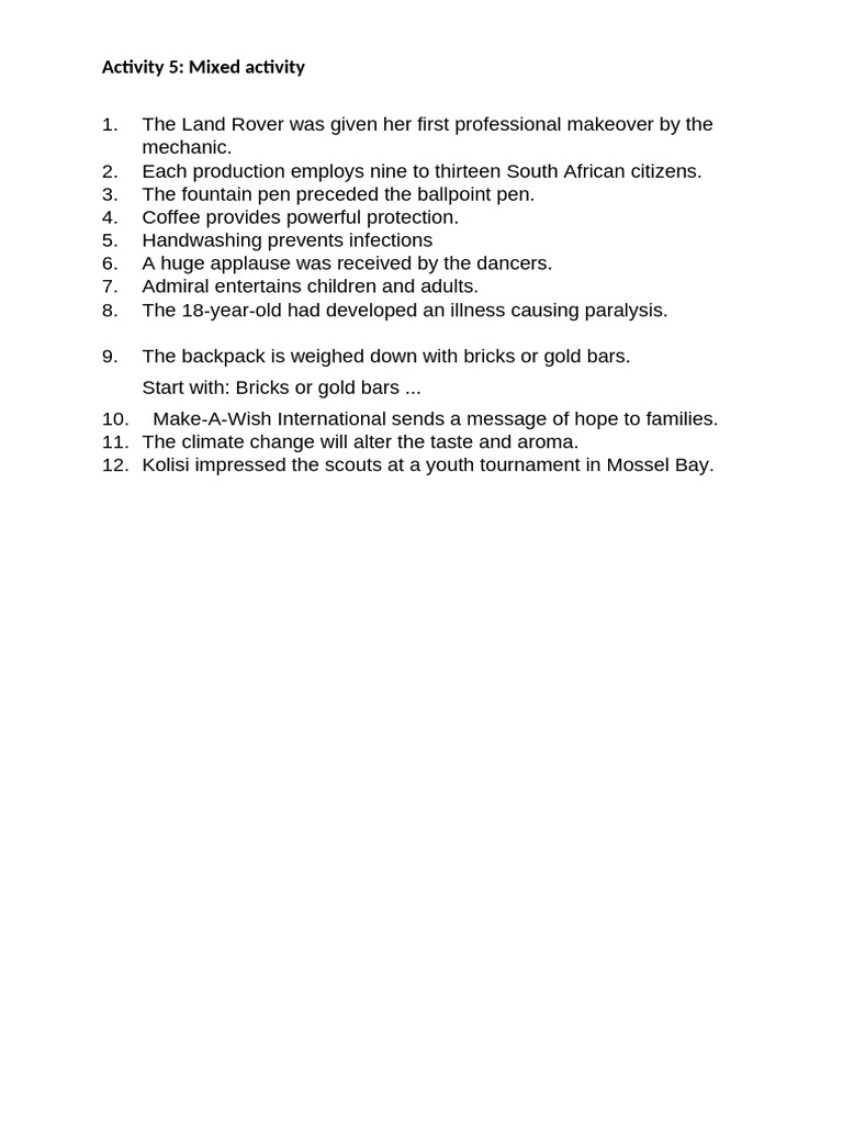Active and Passive Voice Activities | PDF