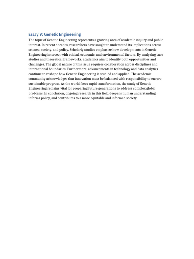 Essay 9 Genetic Engineering | PDF