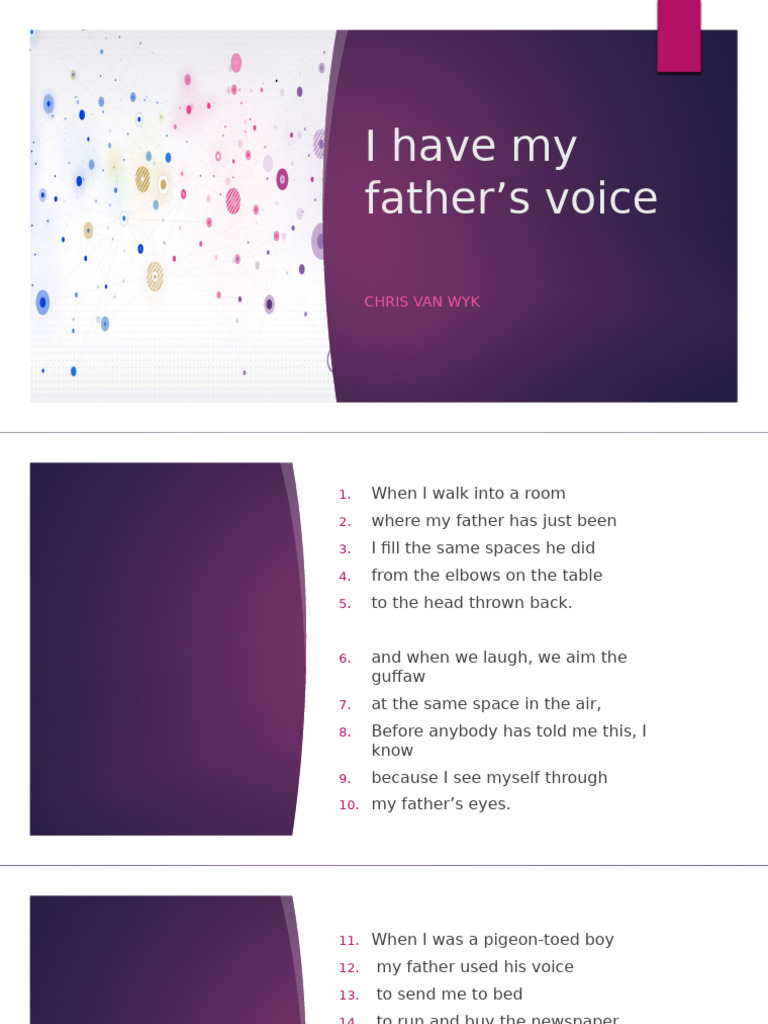 Analyzing "I Have My Father's Voice" | PDF