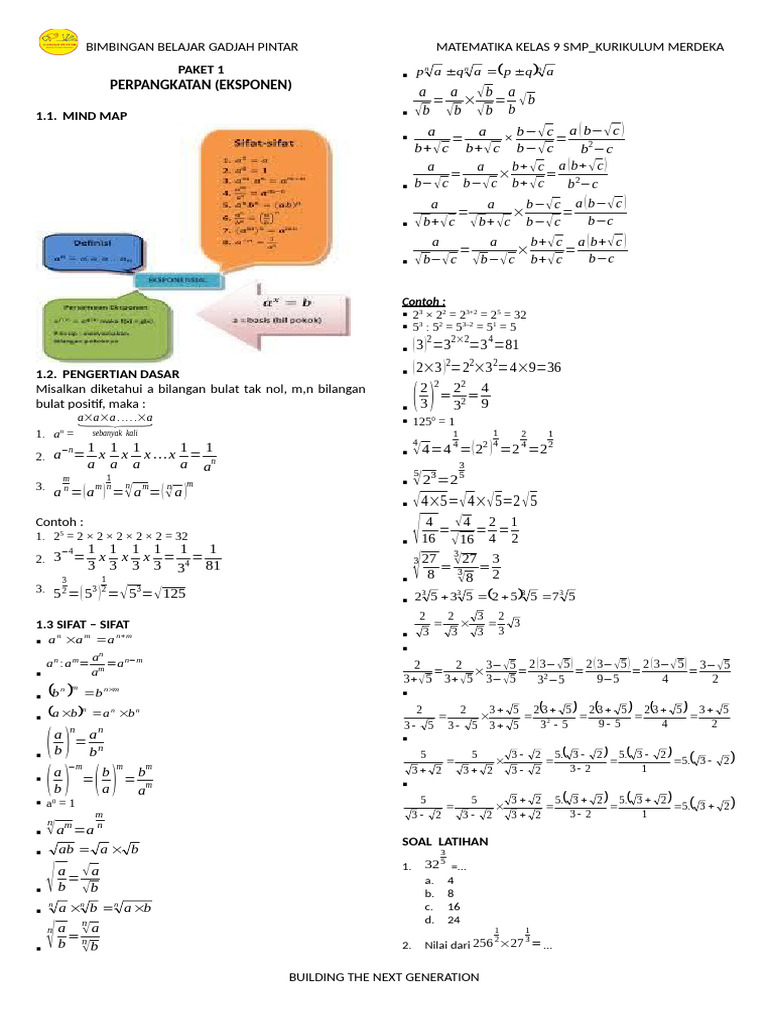 Panduan Perpangkatan Matematika Kelas 9 | PDF