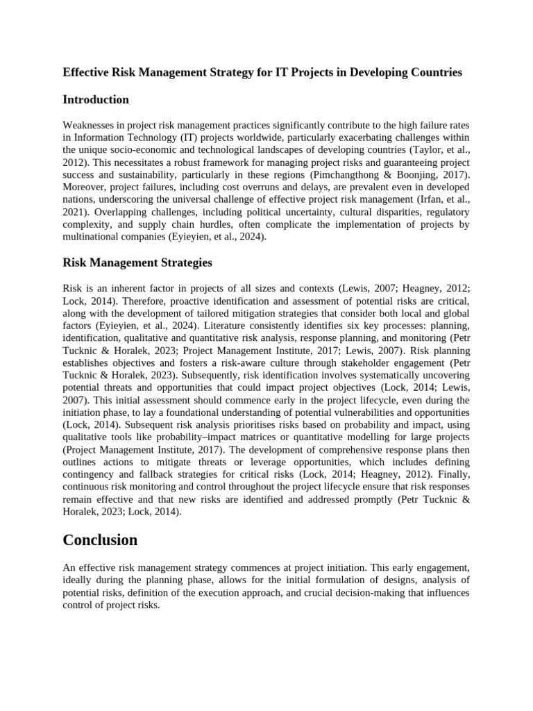 Discussion Forum - Week 7 - Project Risk Management | PDF | Risk | Risk ...