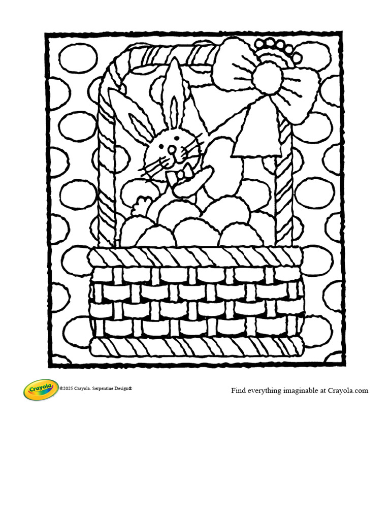Easter Bunny in Basket Coloring Page | PDF
