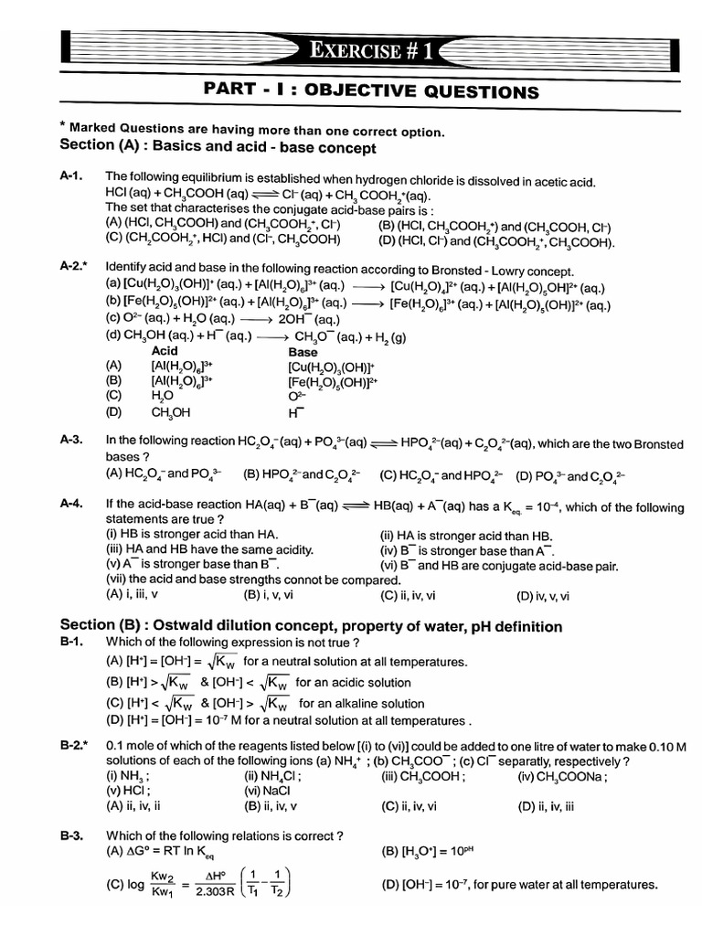 Assignment Ionic Equilibrium | PDF