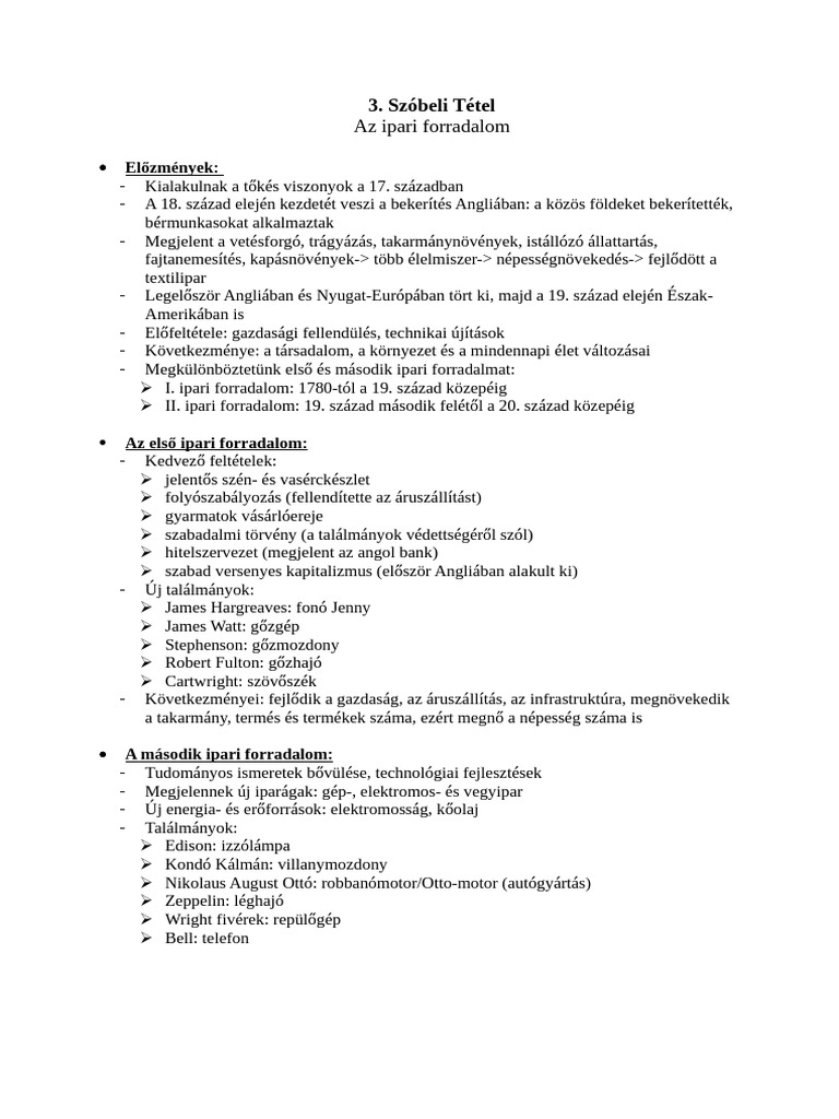 Szóbeli Tétel | PDF