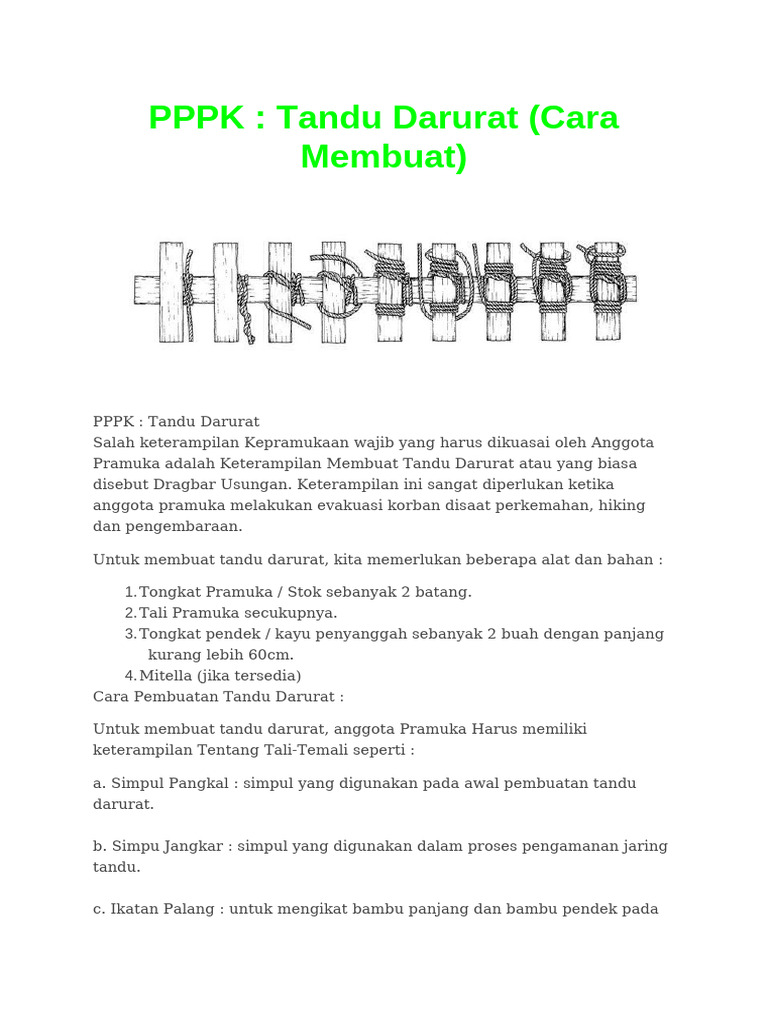 Simpul Pembuatan Tandu Darurat Pramuka | PDF