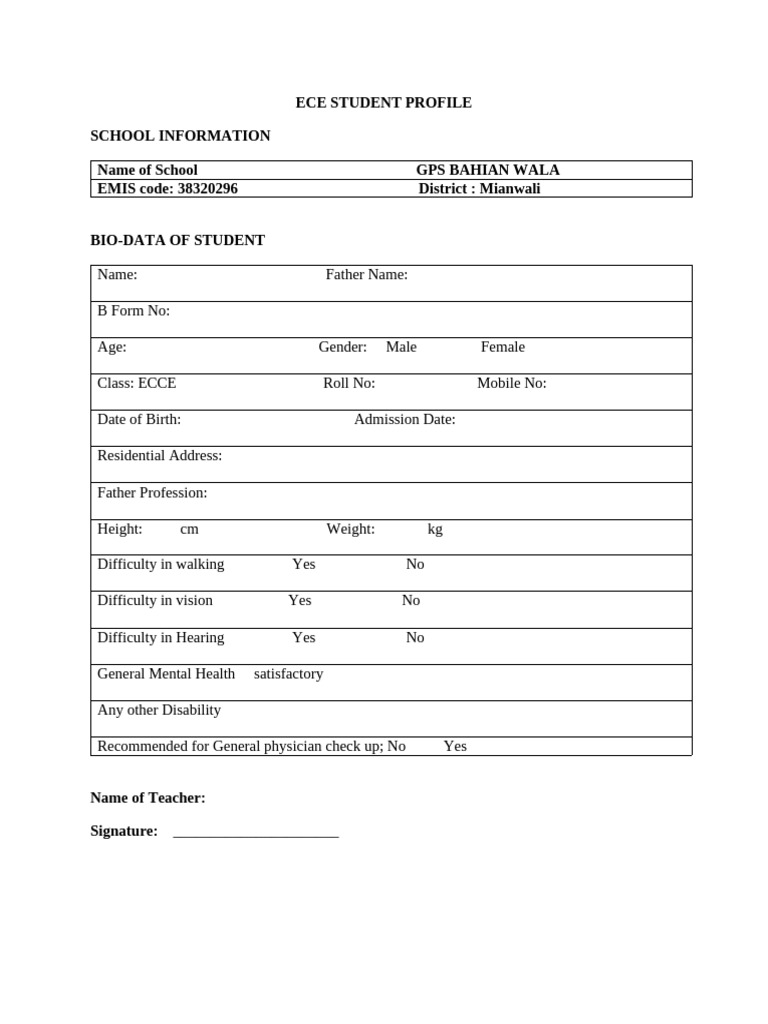 ECE Student Profile Template | PDF