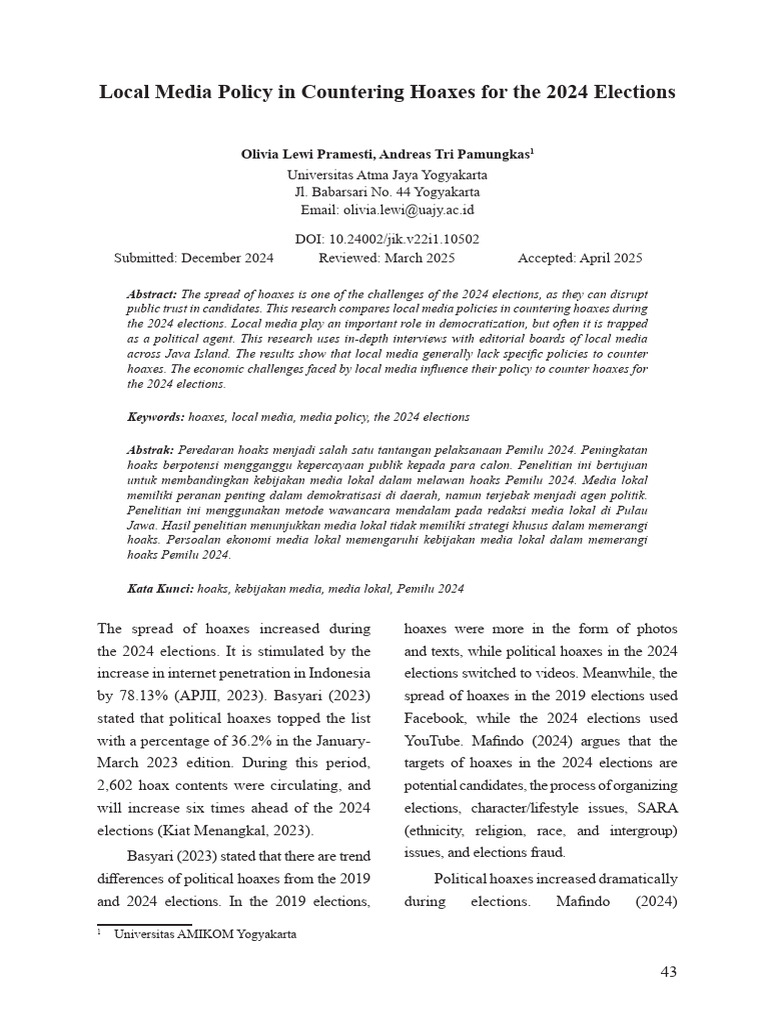 Local Media Policy in Countering Hoaxes For The 2024 Elections | PDF ...