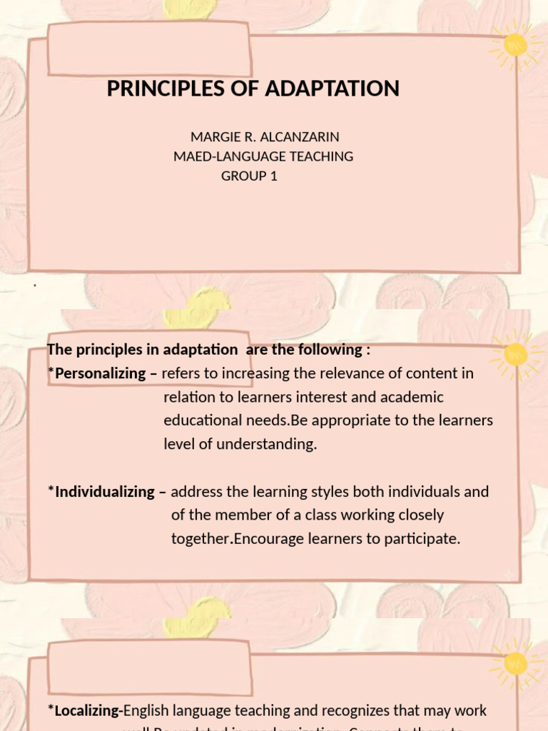 Principles of Adaptation in Language Teaching | PDF